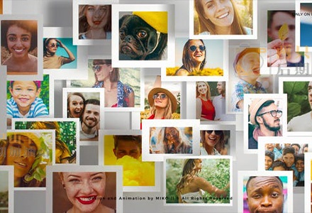 PR模板-多张图片悬浮展示LOGO标志片头 Multi Photo Frames Logo Opener – 两只山羊后期加油站