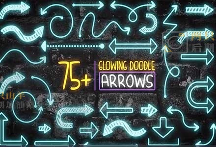 AE/PR模板-75种发光涂鸦箭头卡通手绘MG动画 Glowing Doodle Arrow Pack – 两只山羊后期加油站