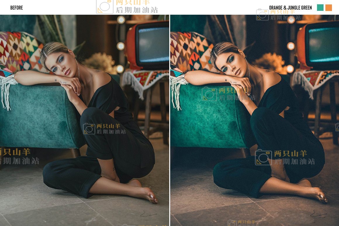 LR/PS预设-INS人像通透青橙色调Lightroom预设手机lr预设 ORANGE tone Lightroom presets – 两只山羊后期加油站