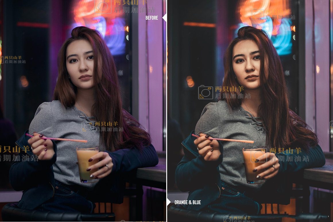 LR/PS预设-INS人像通透青橙色调Lightroom预设手机lr预设 ORANGE tone Lightroom presets – 两只山羊后期加油站