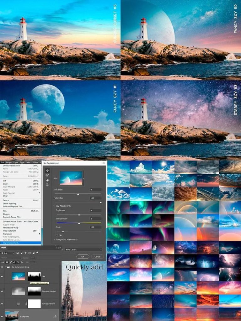 素材-72张日出日落彩虹云彩北极光高清天空后期叠加合成素材Sky Replacement Collection – 两只山羊后期加油站