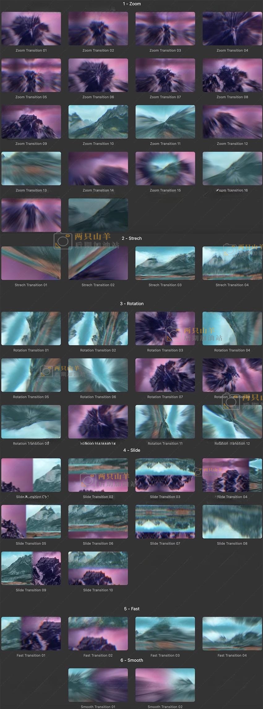 FCPX插件-50种酷炫丝滑模糊缩放移动视觉冲击无缝转场预设 可自定义目标点 Seamless Zoom Transitions 支持M1M2 – 两只山羊后期加油站