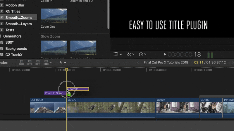 FCPX插件-抖音网红油管大神常用摄像机目标点平滑变焦缩放模糊自定义跟踪抖动效果 Ryan Nangle Smooth Camera Zooms 中文版 – 两只山羊后期加油站